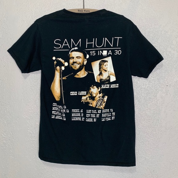 Sam Hunt | Tops | Sam Hunt Black Graphic 5 In A 3 Concert Tshirt | Poshmark